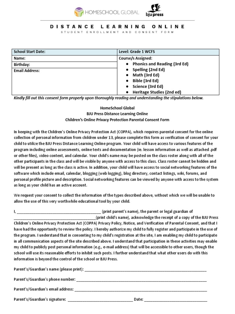 COPPA Form G1 WCFS | PDF | Internet Privacy | Internet