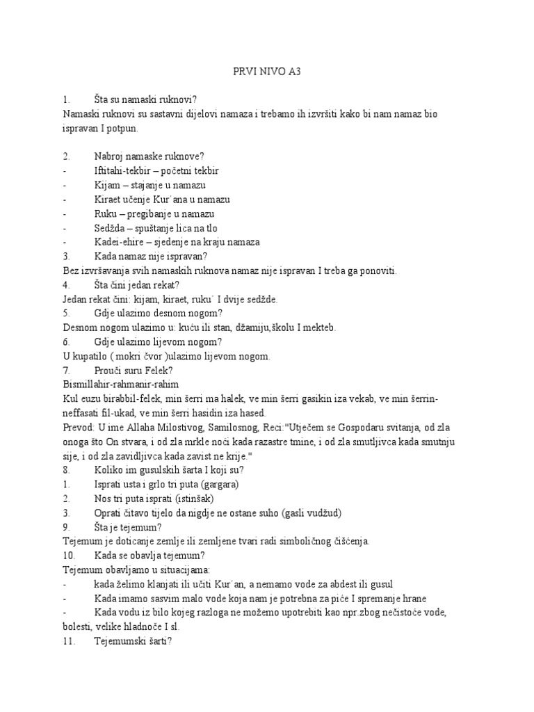 Zavrsni Ispit Za Mekteb A3 | PDF