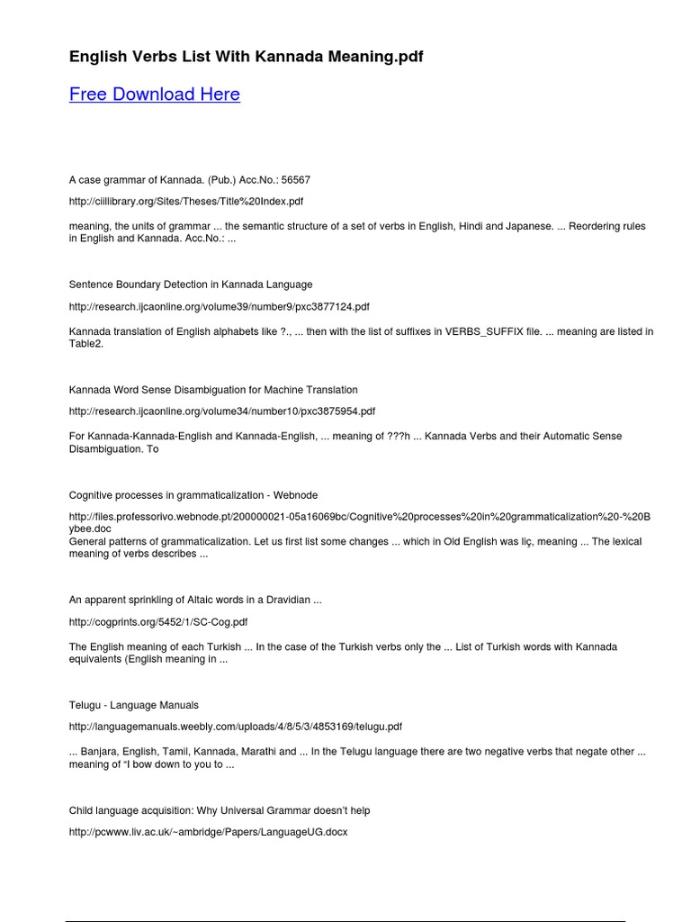 Dokumen - Tips English Verbs List With Kannada English Verbs List With ...