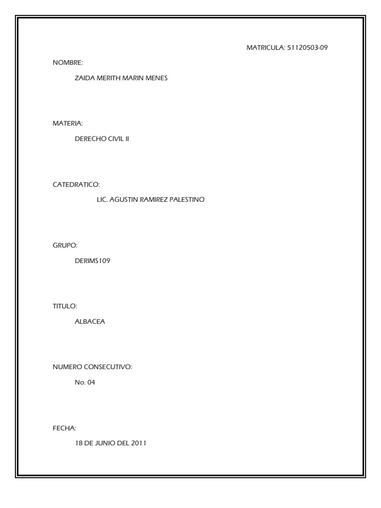 Figura de La Albacea | PDF | Herencia | Voluntad y testamento
