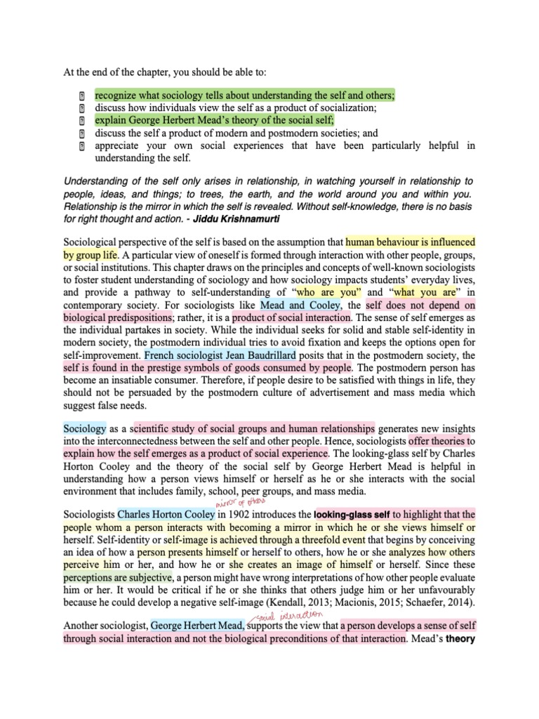 Chapter 2 Sociological Perspective The Self As A Product of Society ... Chapter 2 Sociological Perspective The Self As A Product of Society ...