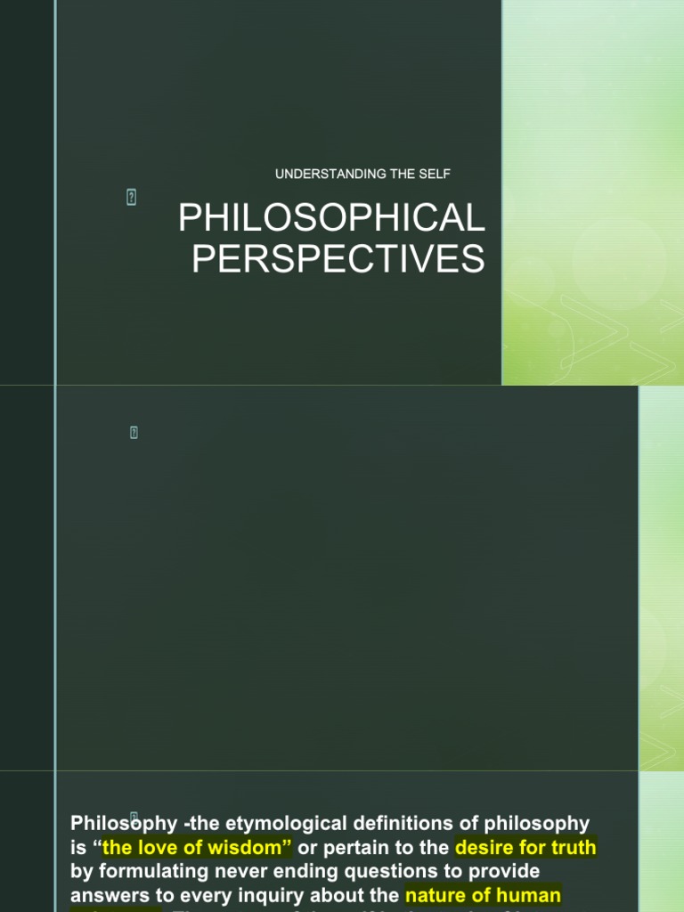 L01 Philosophical Perspectives | PDF | Philosophy Of Self | Soul