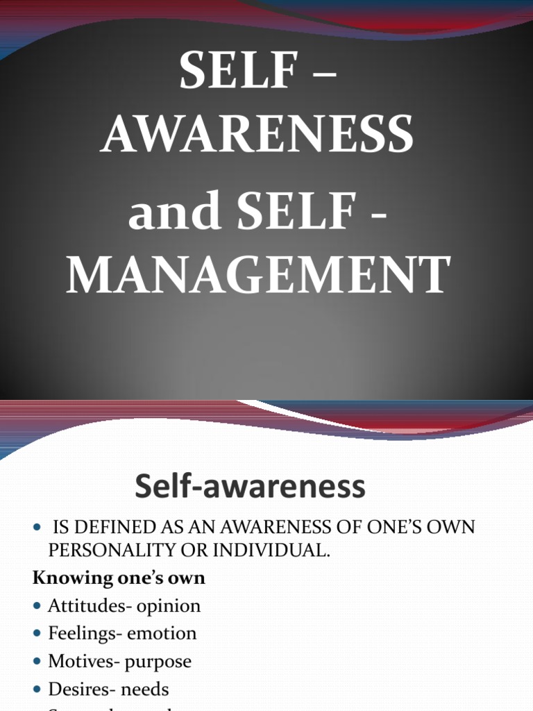 Self-Awareness & Management Guide | PDF | Self Esteem | Self-Management