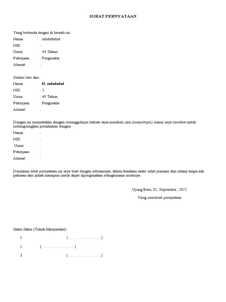 Surat Pernyataan Fix | PDF