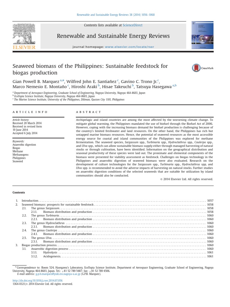 Seaweed for Biogas in the Philippines | PDF | Biofuel | Anaerobic Digestion