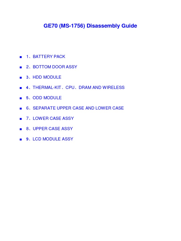 MS-1756_Disassembly_guide | PDF | Computer Hardware | Computer Engineering