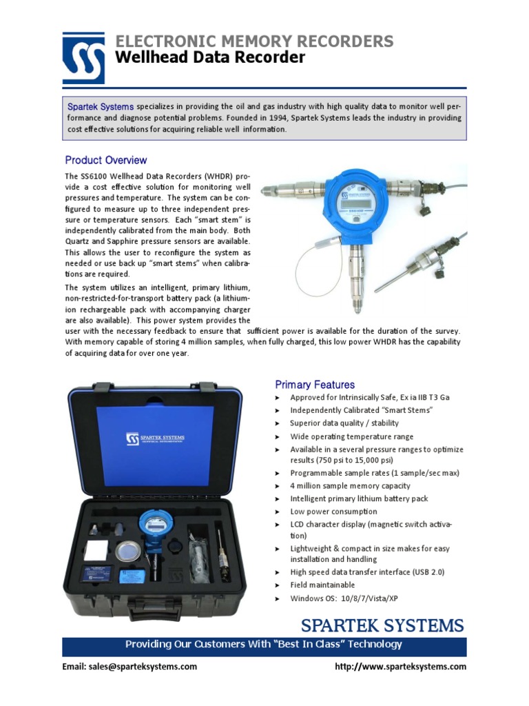 Flyer Wellhead Data Recorder | PDF | Calibration | Rechargeable Battery