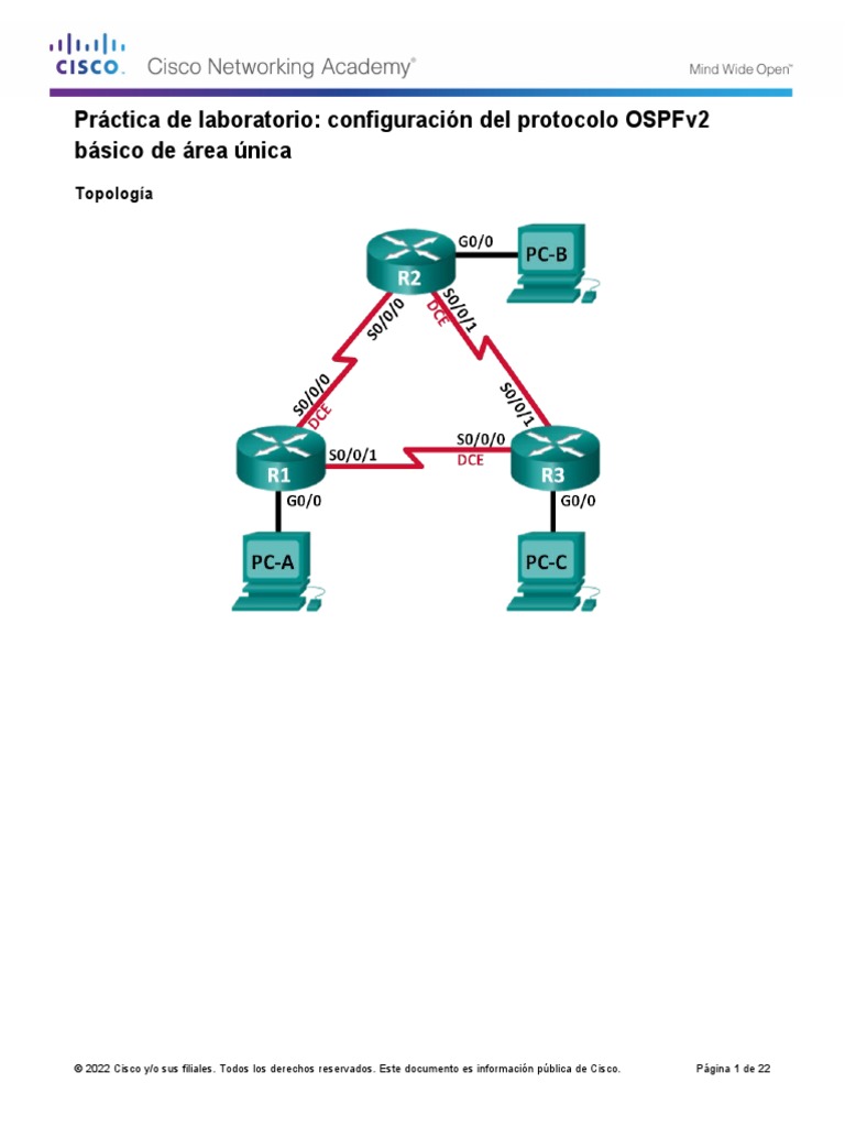 8.2.4.5 Lab - Configuring Basic Single-Area OSPFv2 | PDF | Enrutador (Computación) | Protocolos ...