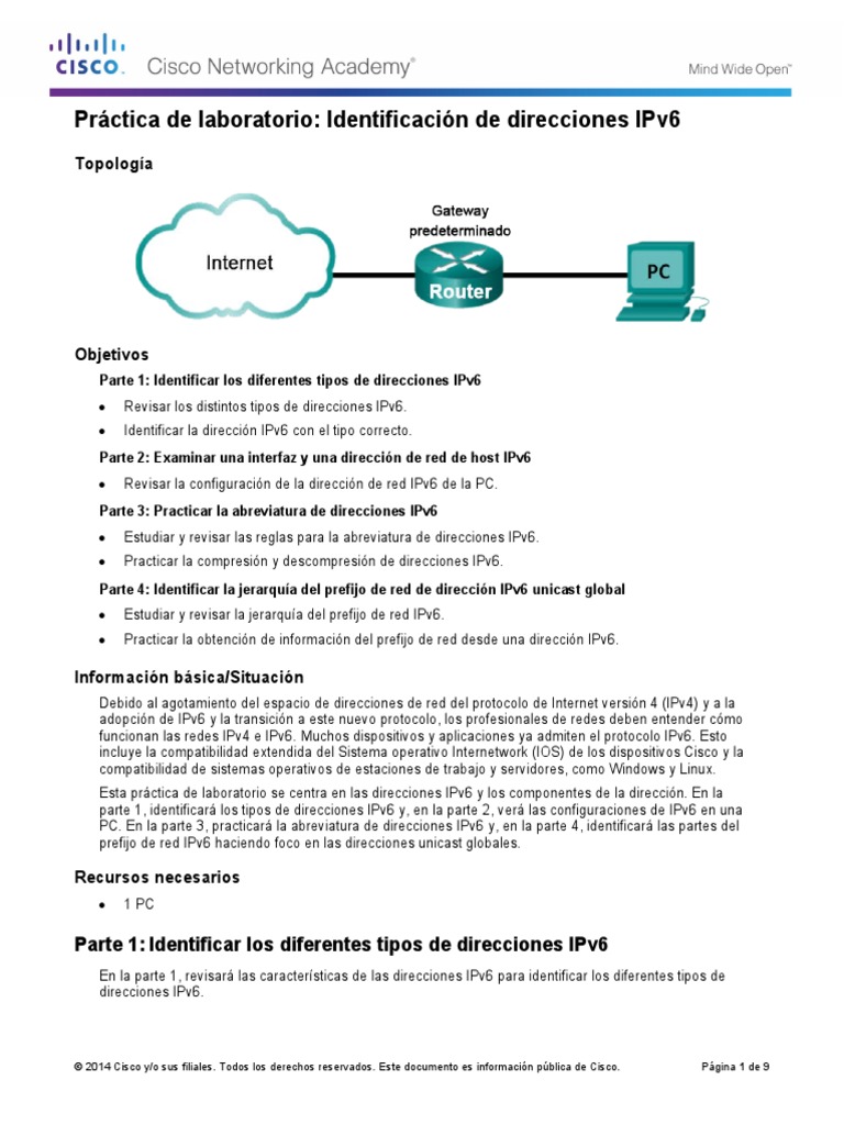 8.2.5.4 Lab - Identifying IPv6 Addresses | PDF | Yo Pv6 | Dirección IP