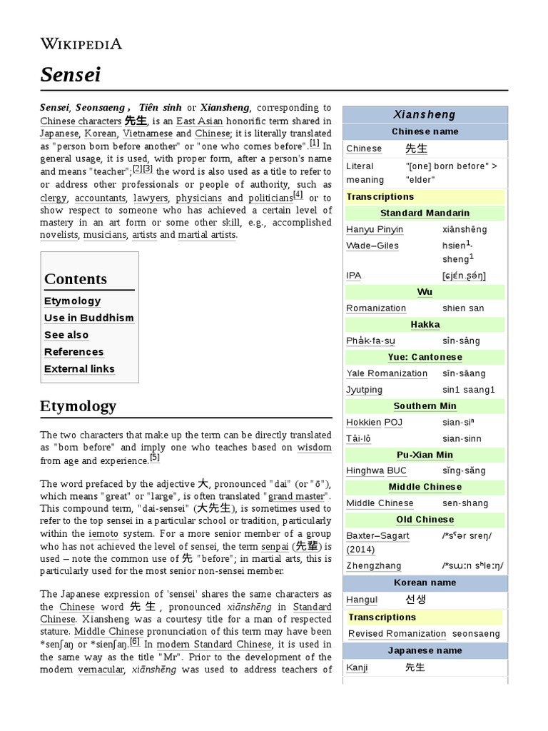 Sensei | PDF | Chinese Language | Languages Of Singapore