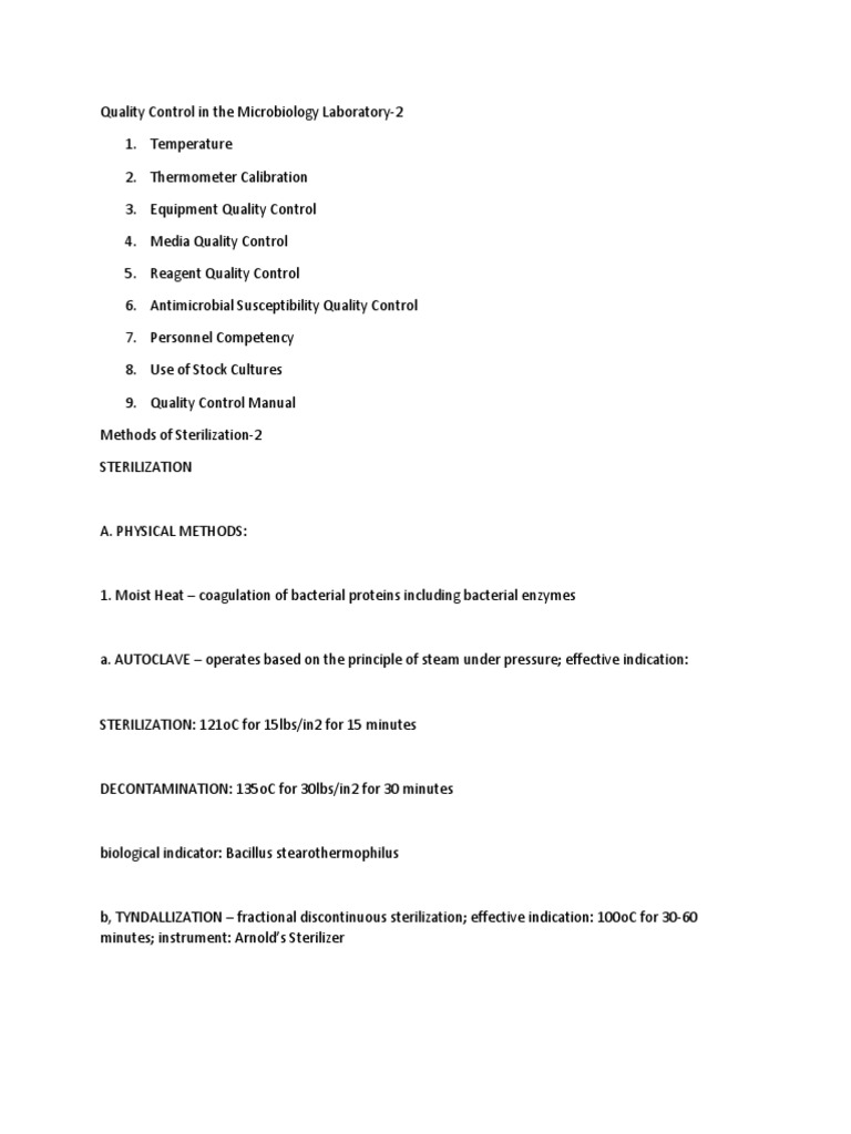 Quality Control in The Microbiology Laboratory | PDF | Sterilization ...