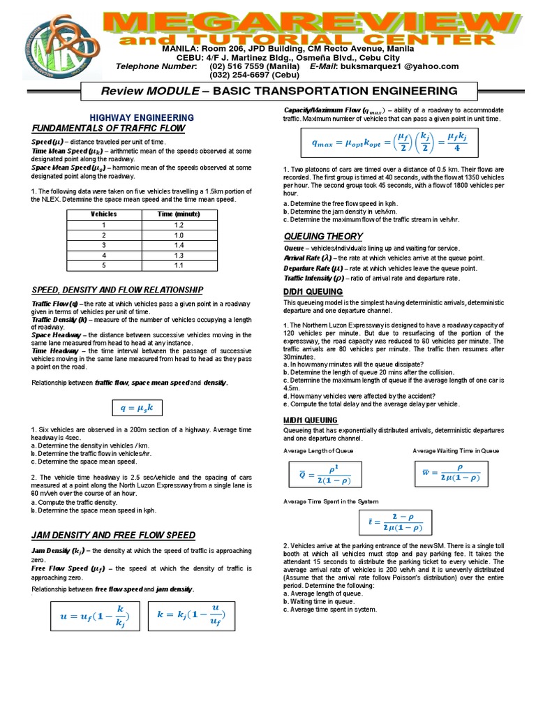 Review Module 14 - Basic Transportation Engineering - Part 1 | PDF ...