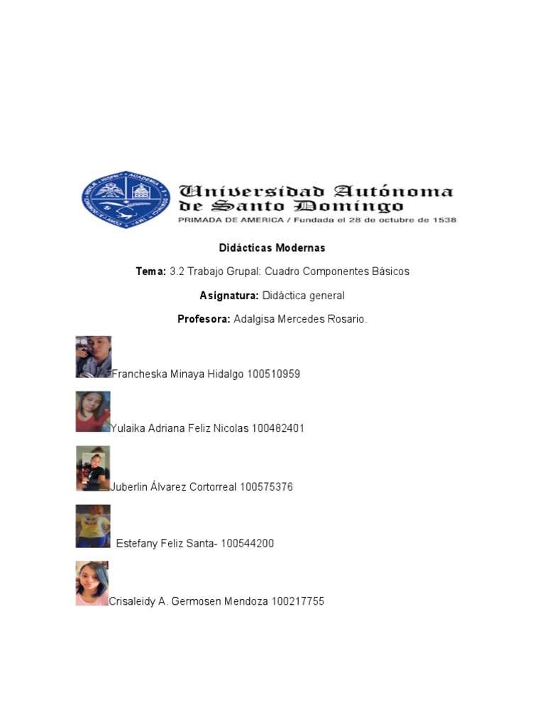 3.2 Trabajo Grupal, Cuadro Componentes Basicos | PDF | Aprendizaje ...