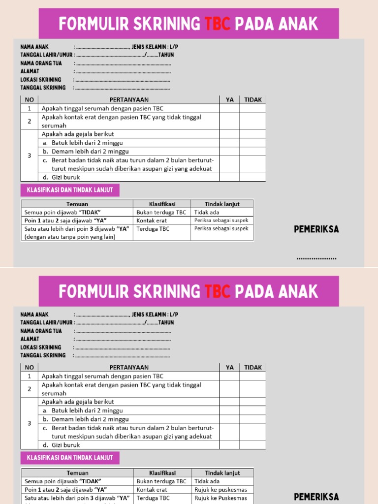 Formulir Skrining TBC Anak | PDF | Hukum