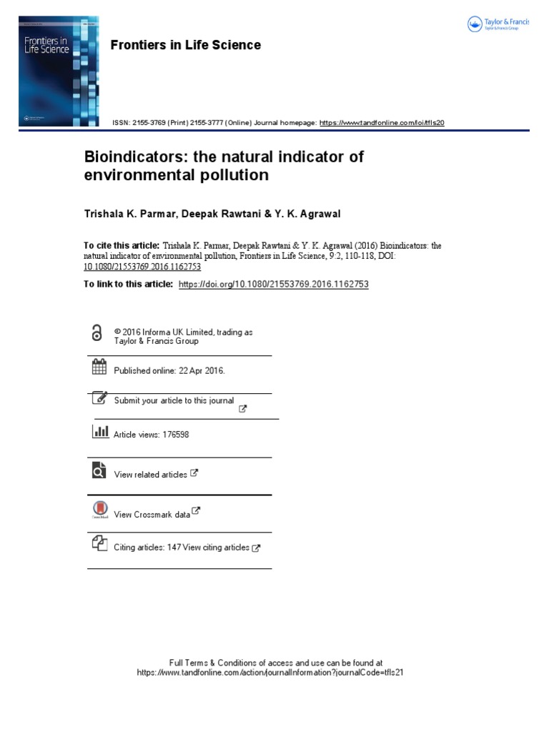 Bioindicators The Natural Indicator of Environmental Pollution | PDF ...
