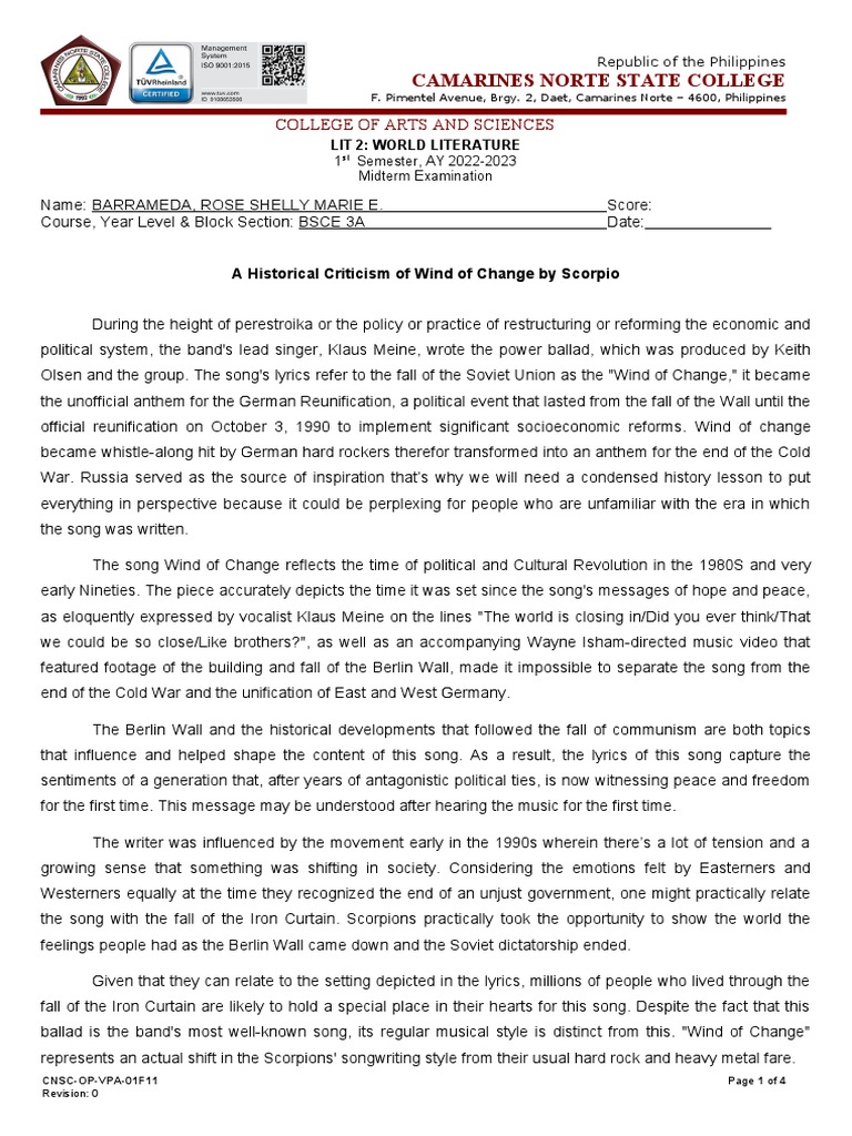 Midterm World Lit Sample | PDF