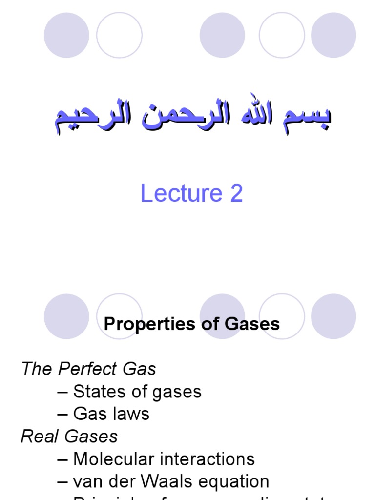 Chapter 1 .Properties of Gases - Lecture 2. | PDF | Gases | Molecules