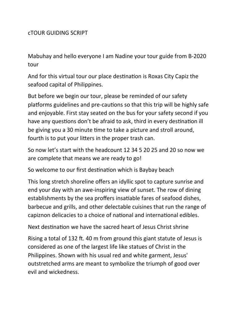 Tour Guiding Script | PDF