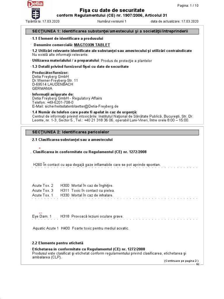 Magtoxin - Fisa Siguranta | PDF