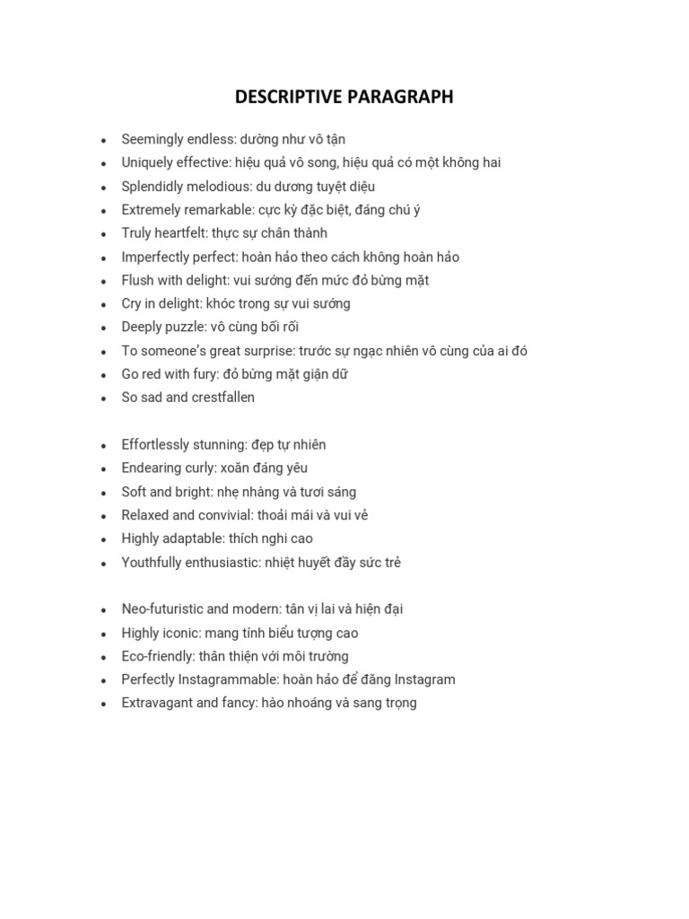 Descriptive Paragraph | PDF