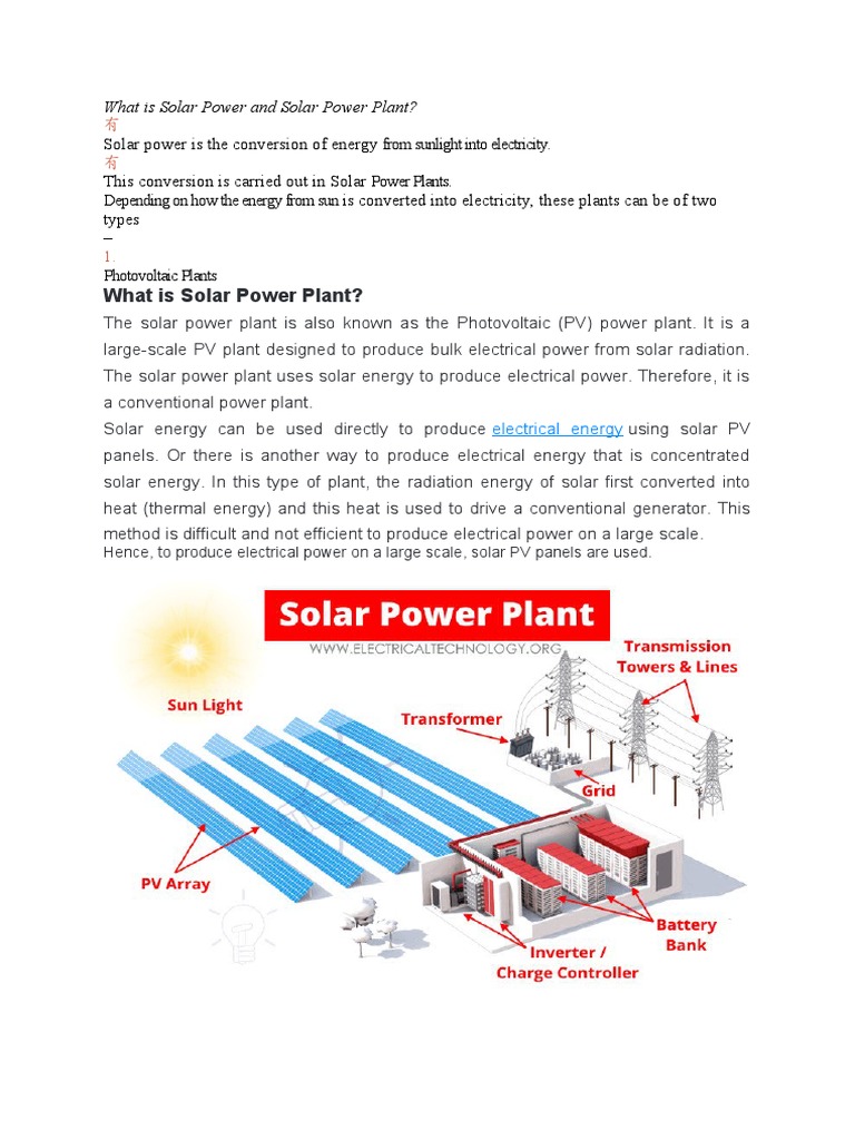 What Is Solar Power and Solar Power Plant | PDF | Solar Power ...