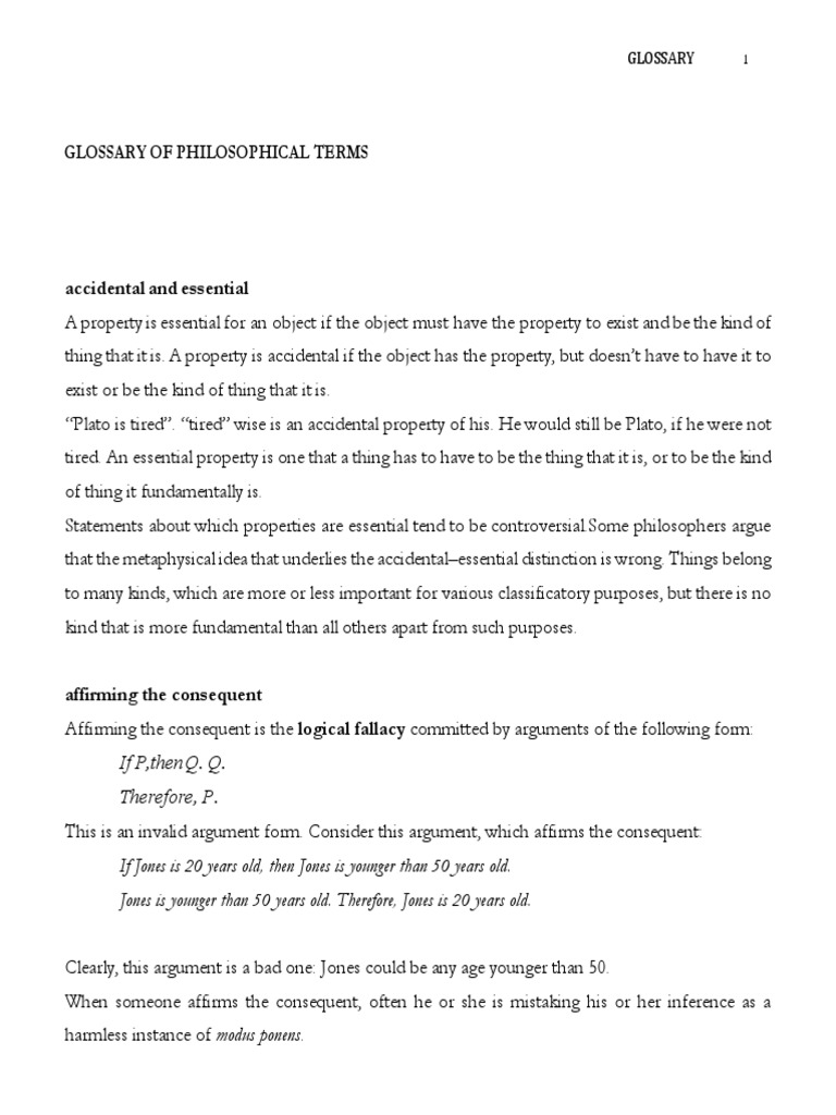 Glossary of Philosophical Terms | PDF | Hypothesis | Argument