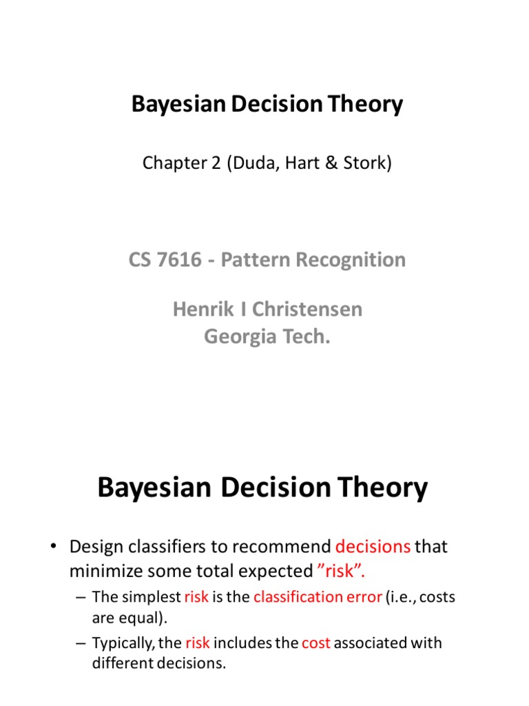 Bayesian Decision Theory | Download Free PDF | Bayesian Inference | Receiver Operating ...
