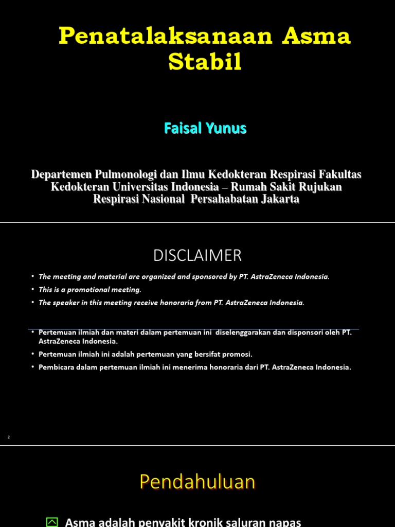 Slide Prof. Faisal - Tatalaksana Asma Stabil | PDF | Pengembangan Diri | Kesehatan Holistik