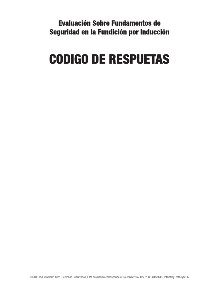 Foundry Safety Test Answer Key ES | PDF | Revestimiento | Agua
