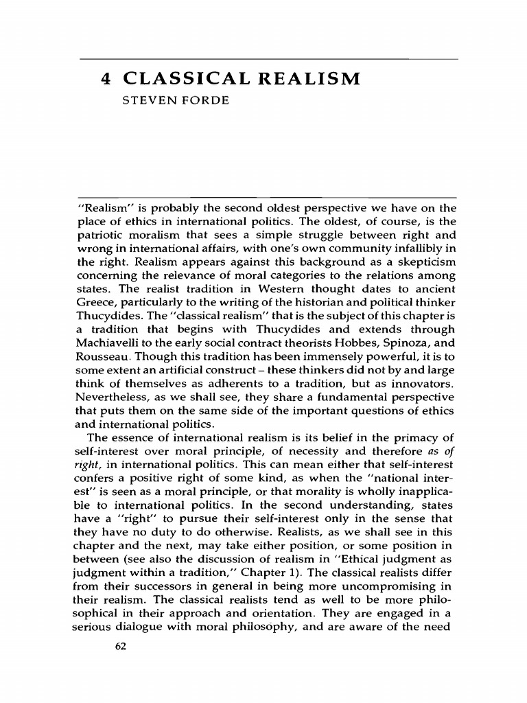 Forde 1992 - Classical Realism | PDF | Niccolò Machiavelli | The Prince