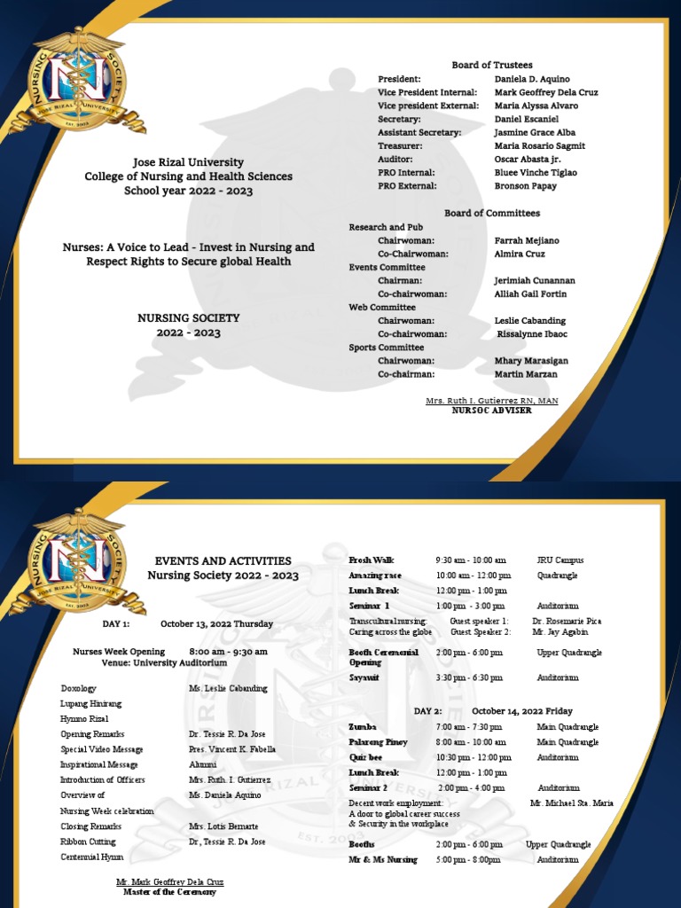 JRU Nursing Week 2022 Celebration Events | PDF