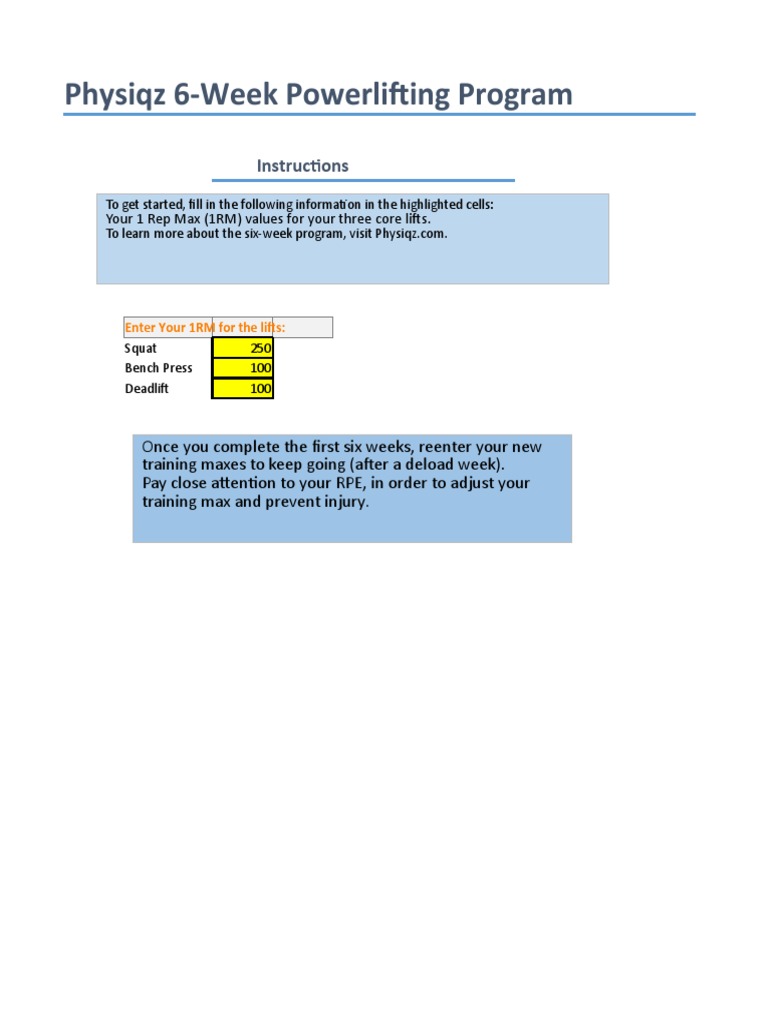 6 Week Powerlifting Program | PDF | Strength Training | Physical Exercise
