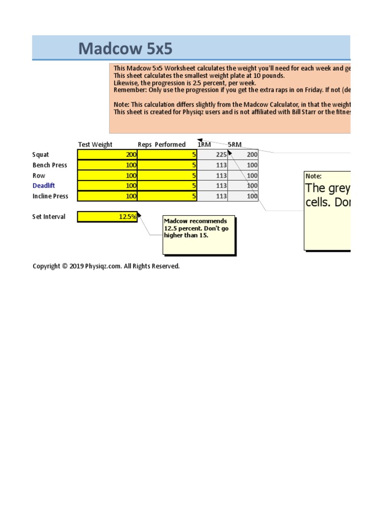 Madcow 5x5 Program 2 | PDF | Physical Exercise | Strength Training