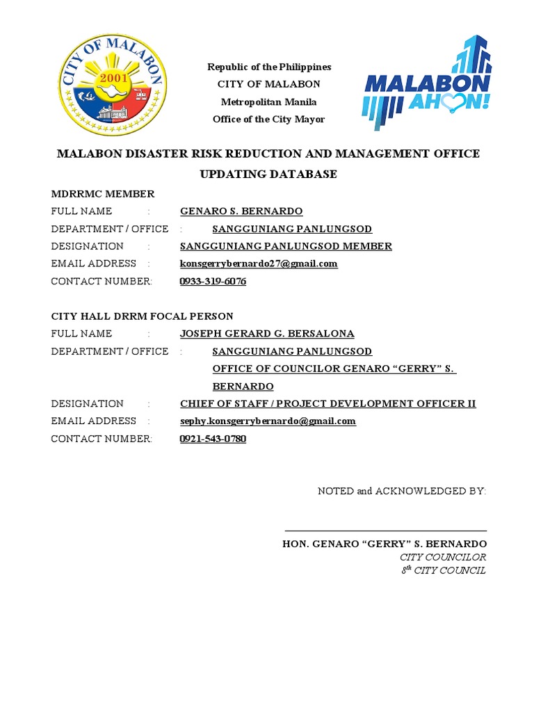 DRRM Focal Person | PDF