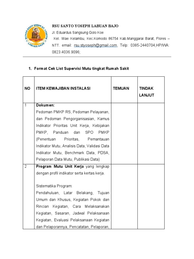 Format Cek List Supervisi RSSY PMKP | PDF | Komputer