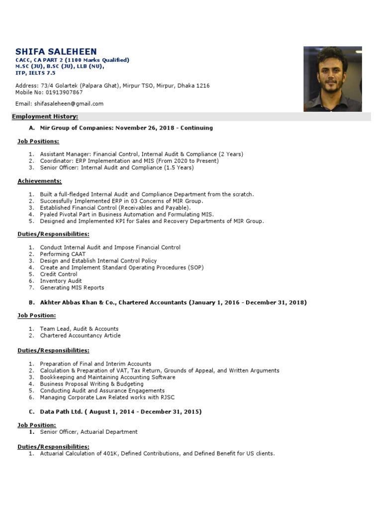 CV of Shifa Saleheen | PDF