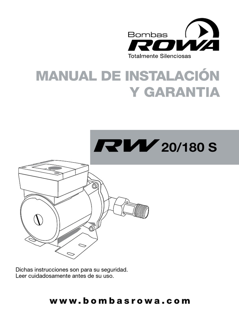 Manual - RW 20 - 180 S | PDF | Bomba | Cableado eléctrico