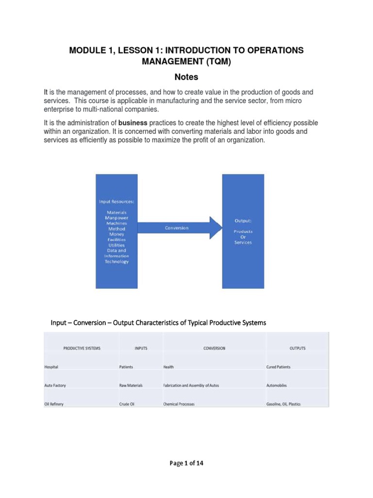 Operations Management Basics and Strategies | PDF | Supply Chain ...