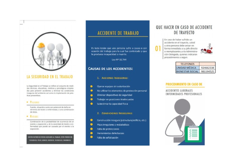 Triptico - Accidente e Incidente Laboral | PDF