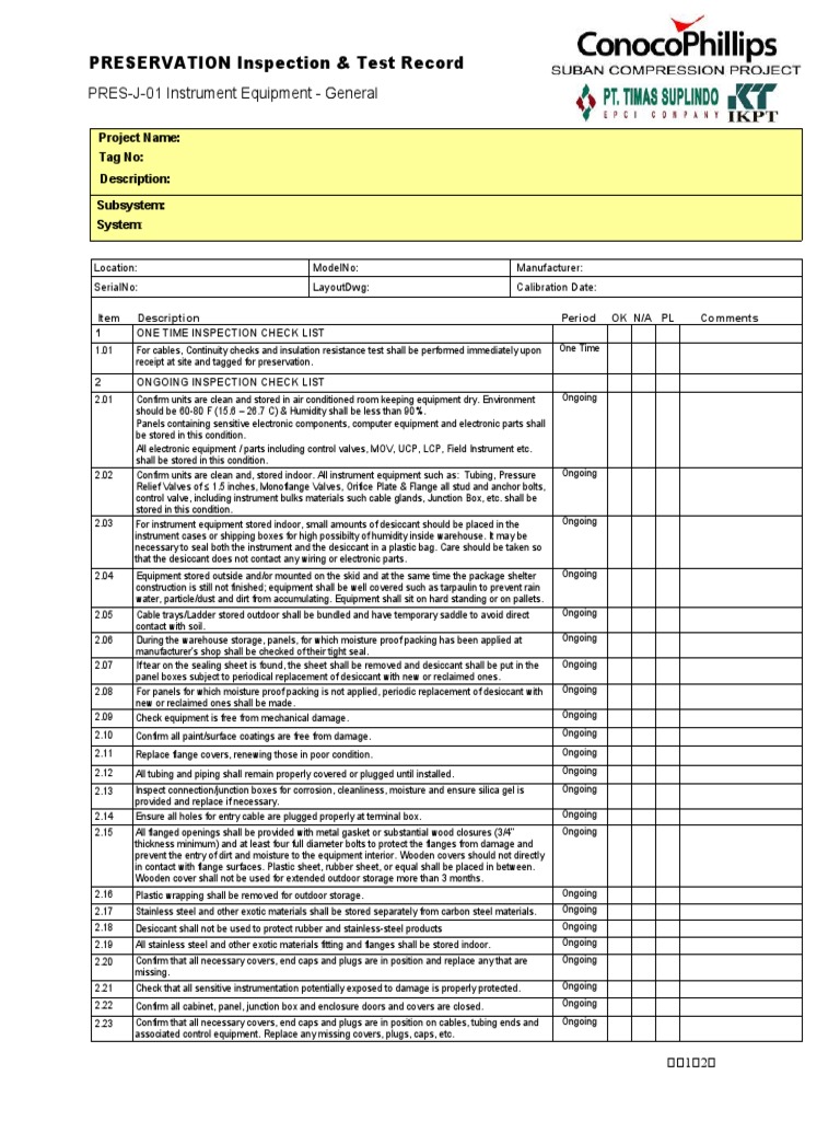 PRES-J-01 Instrument Equipment | PDF | Manufactured Goods | Materials