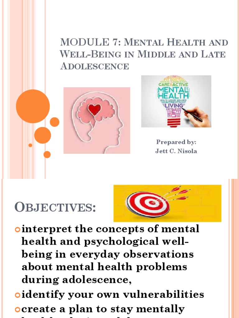 MODULE 7 Mental Health and Well Being in Middle and Late Adolescence ...