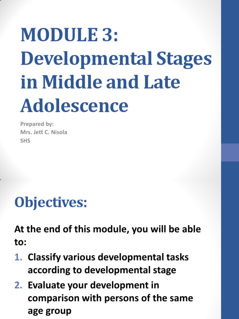 MODULE 3 Developmental Stages in Middle and Late Adolescence | PDF ...