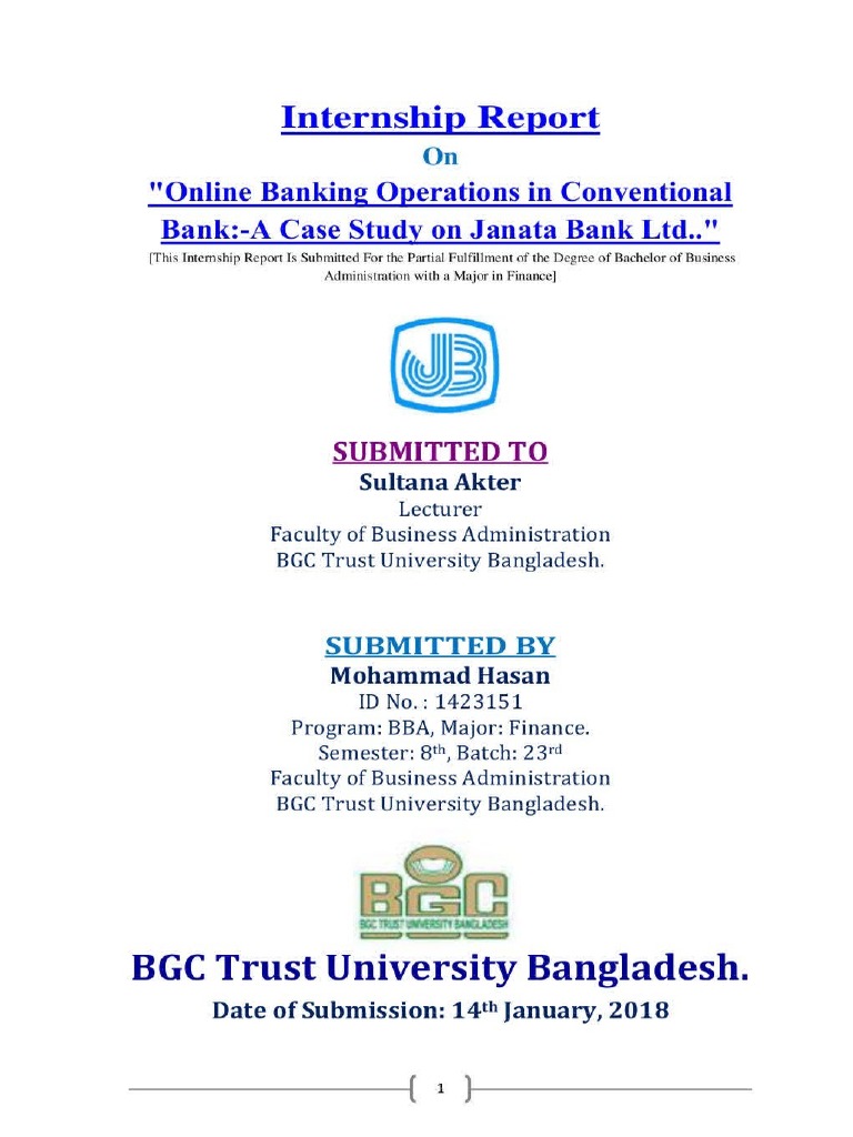 Internship Report On Online Banking Operation | PDF