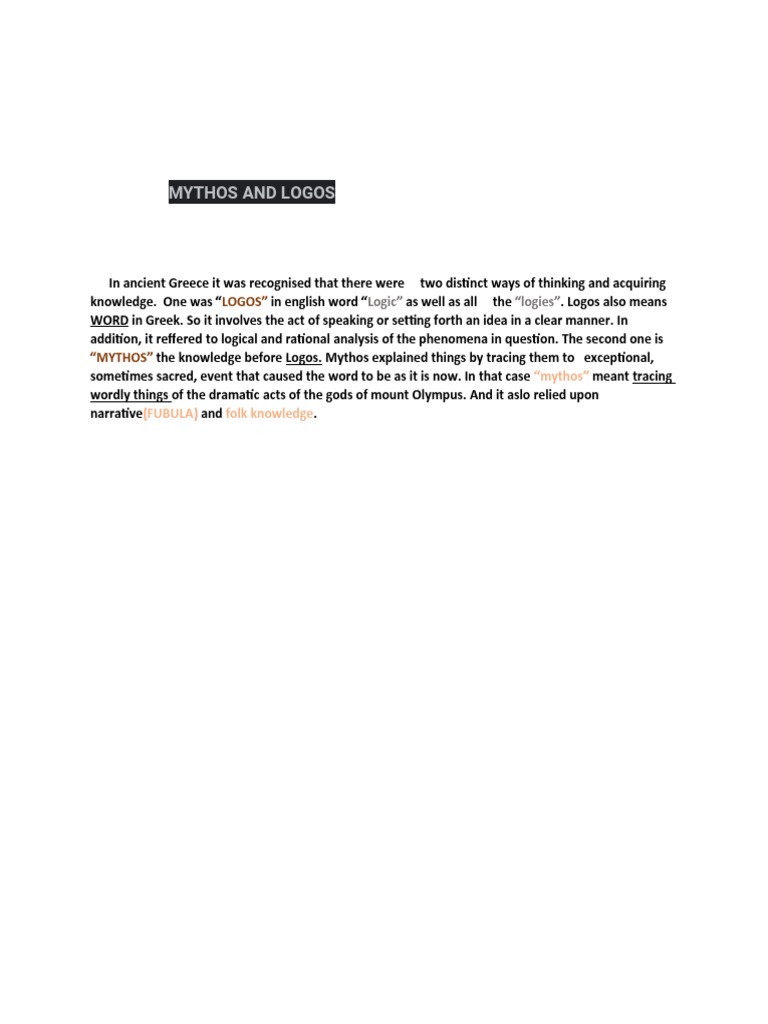 Mythos and Logos | PDF