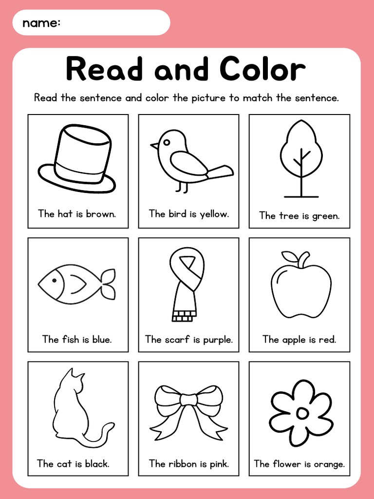 Read and Color Worksheet | PDF