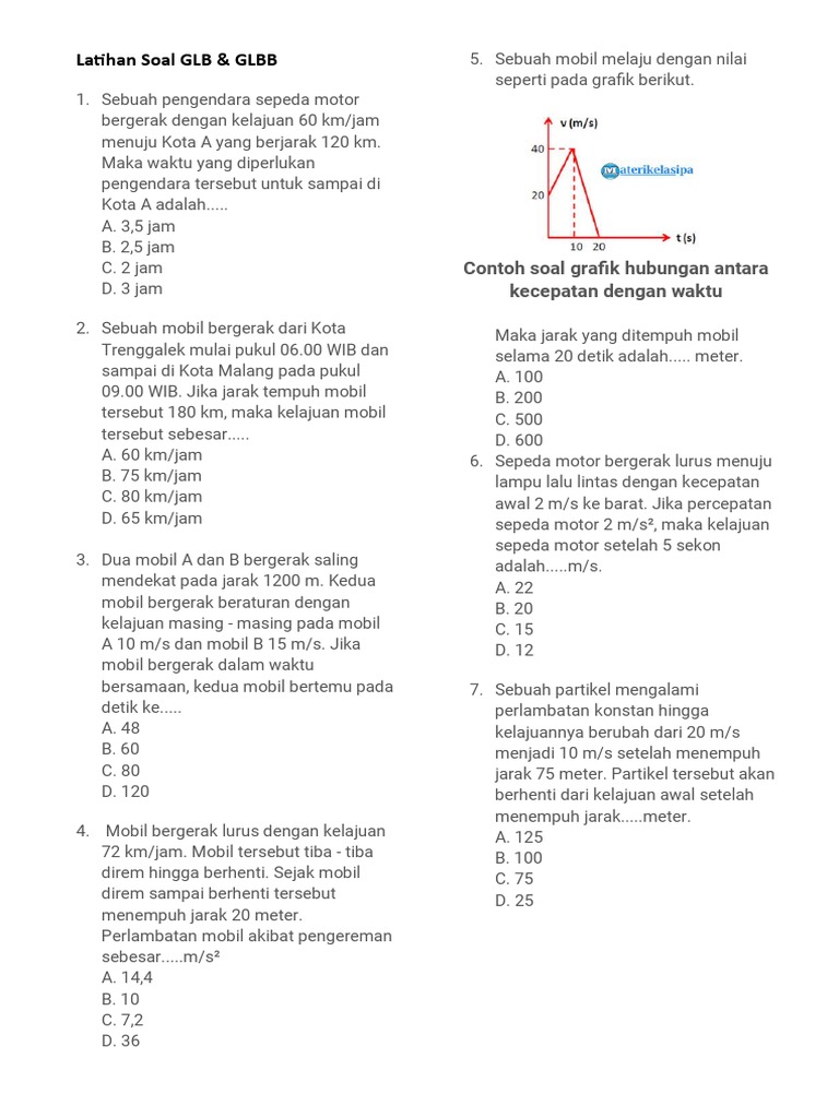 Latihan Soal GLB & GLBB | PDF