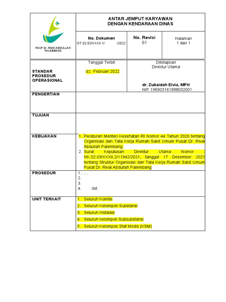 Draft Contoh SOP | PDF