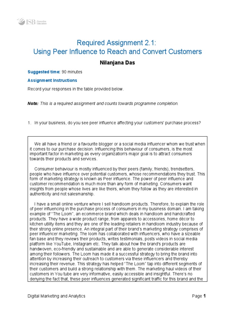 ISB - DMA - Week 2 - Required Assignment 2.1 - Template | PDF | Digital Marketing | Marketing