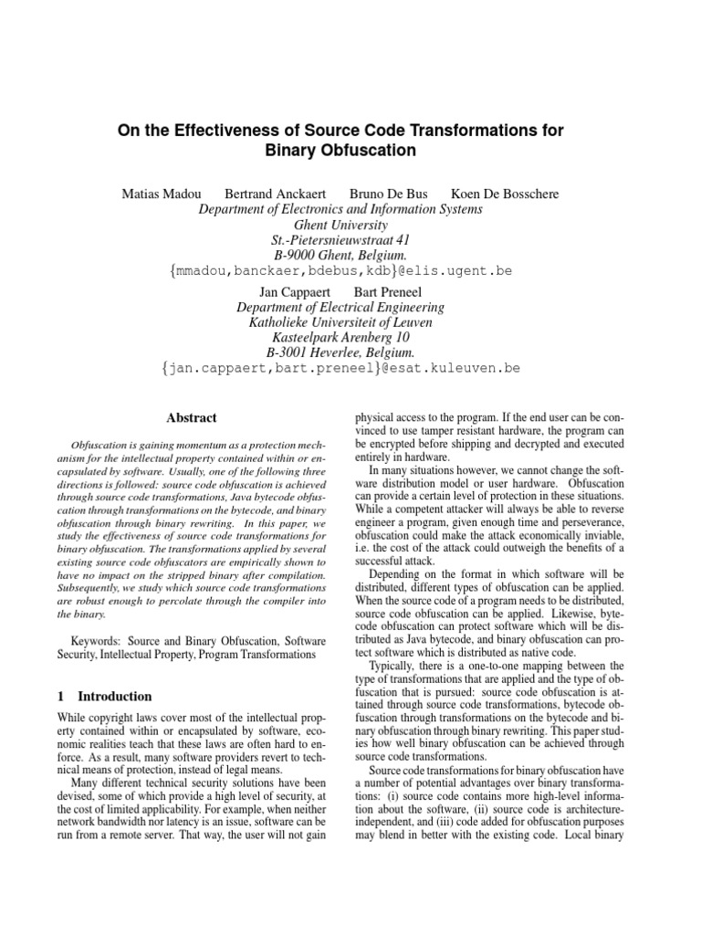 On The Effectiveness Of Source Code Transformations For Binary 6522