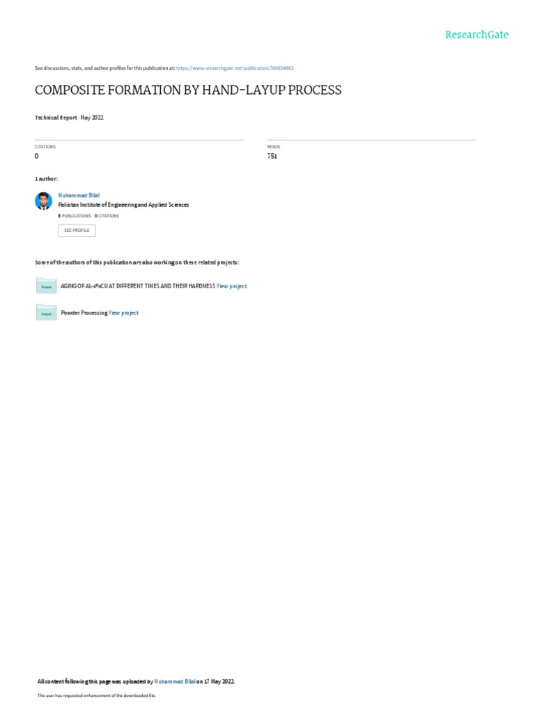 Composite Formation by Hand-Layup Process: Technical Report | PDF ...